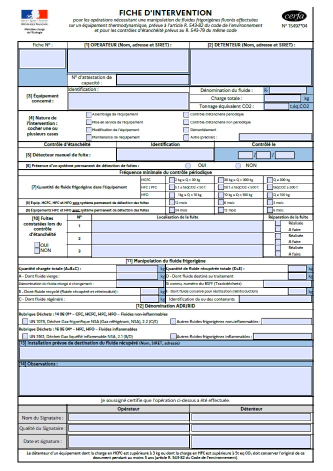 Fiche d’Intervention - Cerfa 15497*04 – Nouveau Modèle en vigueur